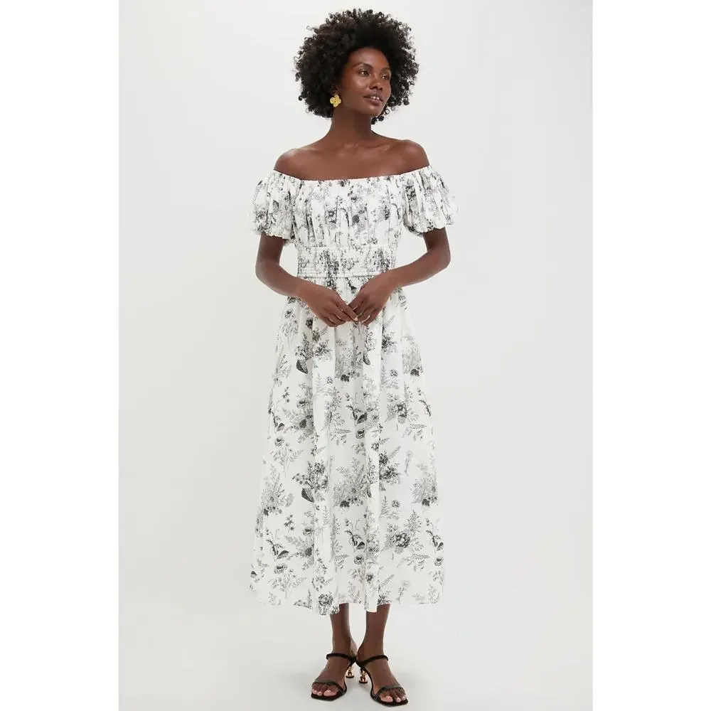 Tuckernuck | Dresses | Hyacinth House Black White Floral Smocked Helena ...